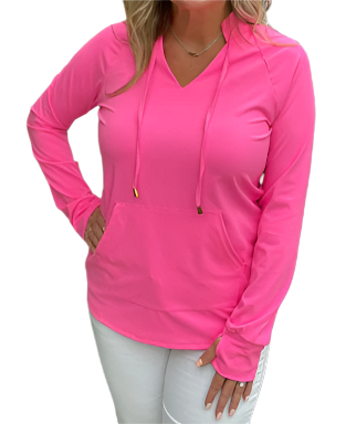 Cuffed Sleeve Pullover - Hot Pink – Martha’s Little Shop